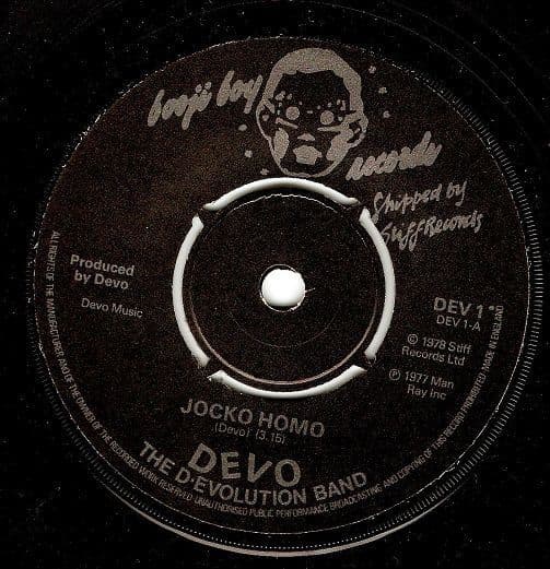 DEVO Jocko Homo Vinyl Record 7 Inch Stiff 1977
