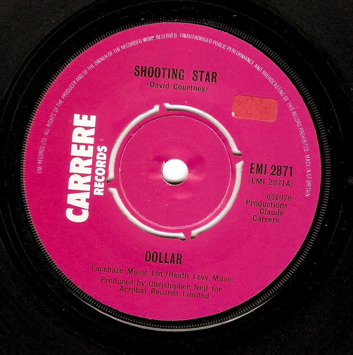 DOLLAR Shooting Star Vinyl Record 7 Inch Carrere 1978