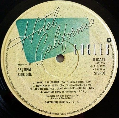 EAGLES Hotel California Vinyl Record LP Asylum 1978