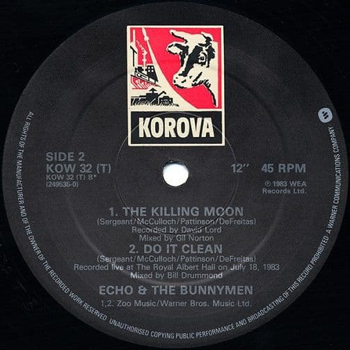 ECHO & THE BUNNYMEN The Killing Moon Vinyl Record 12 Inch Korova 1984