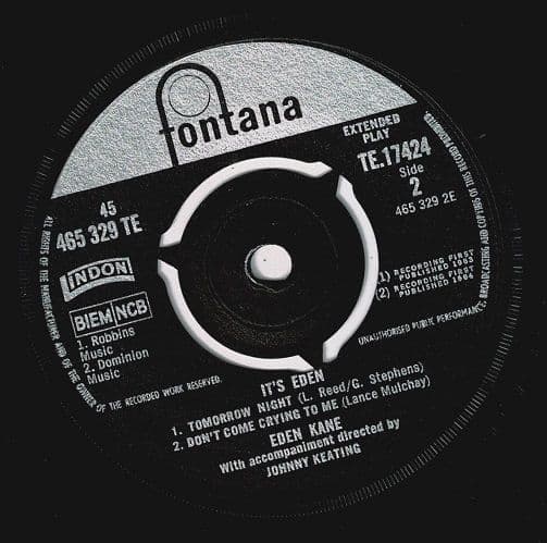 EDEN KANE It s Eden EP Vinyl Record 7 Inch Fontana 1964