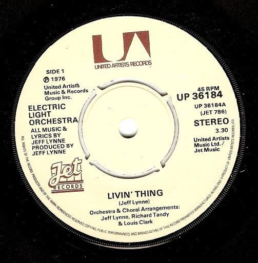ELECTRIC LIGHT ORCHESTRA (ELO) Livin' Thing Vinyl Record 7 Inch United Artists UP 36184