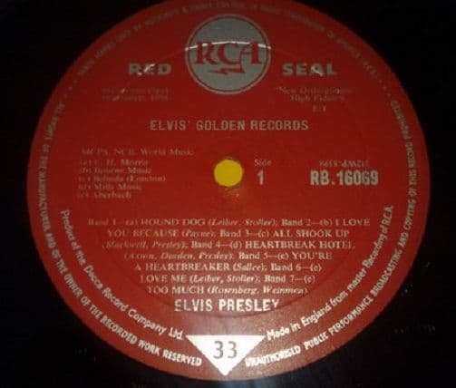 ELVIS PRESLEY Elvis Golden Records Vinyl Record LP RCA Red Seal 1959