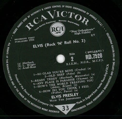 ELVIS PRESLEY Rock N Roll No 2 Vinyl Record LP RCA Victor 1962
