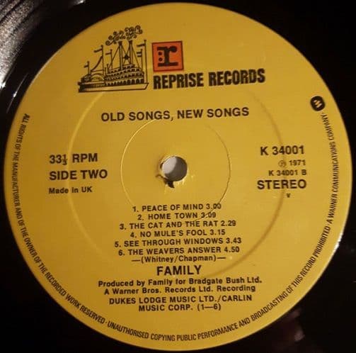 FAMILY Old Songs New Songs Vinyl Record LP Reprise 1971