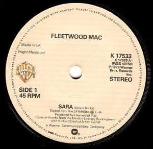 FLEETWOOD MAC Sara Vinyl Record 7 Inch Warner Bros 1979
