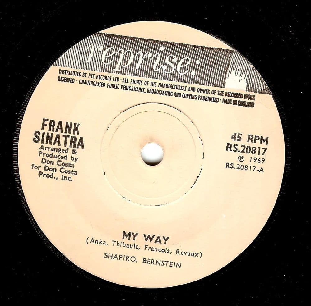 FRANK SINATRA My Way Vinyl Record 7 Inch Reprise 1969