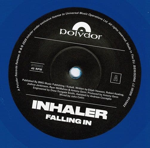 INHALER Falling In Vinyl Record 7 Inch Polydor 2020 Blue Vinyl