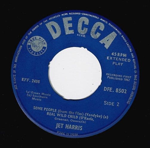 JET HARRIS Jet Harris EP Vinyl Record 7 Inch Indian Decca 1962