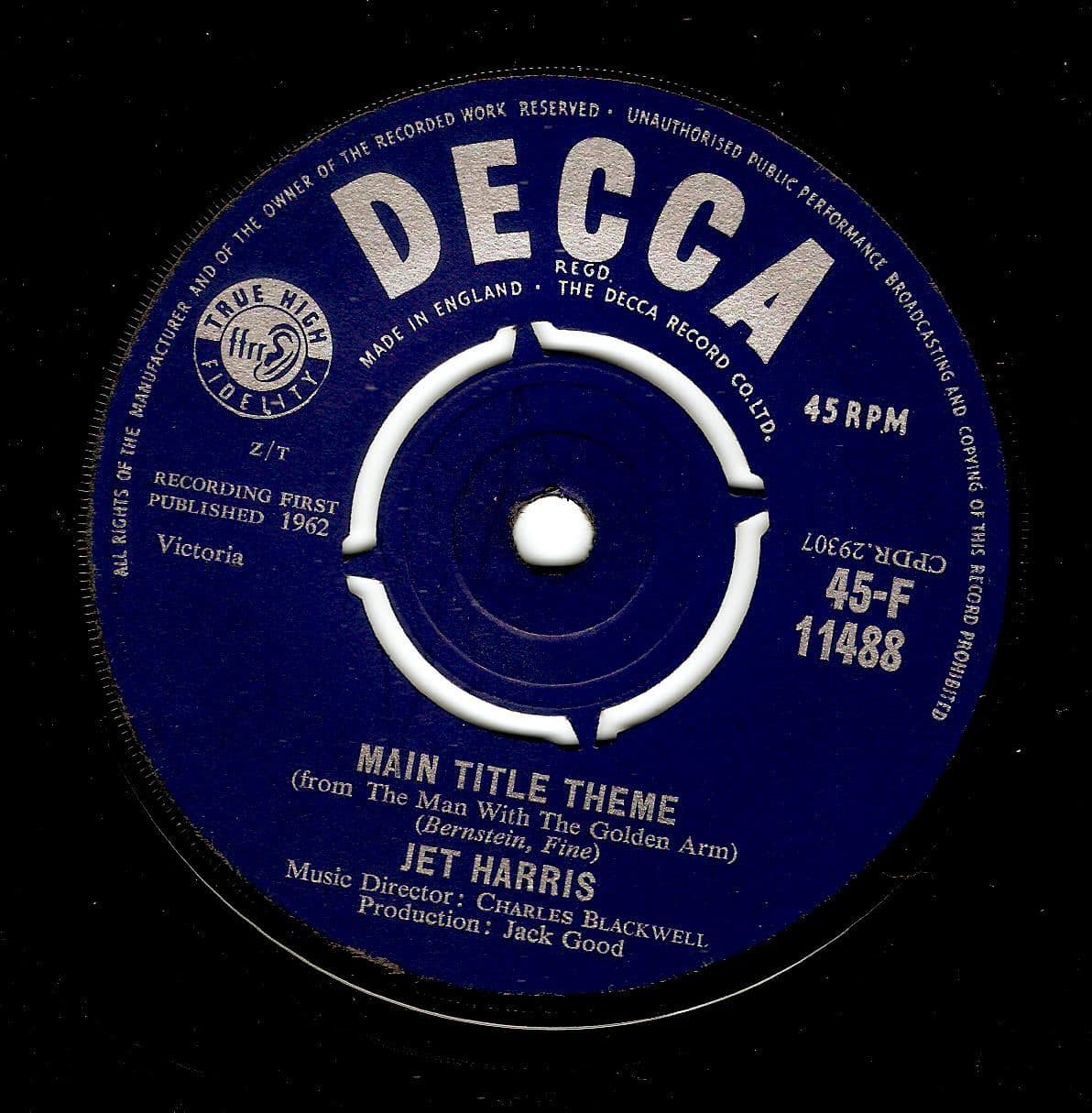JET HARRIS Main Title Theme Vinyl Record 7 Inch Decca 1962