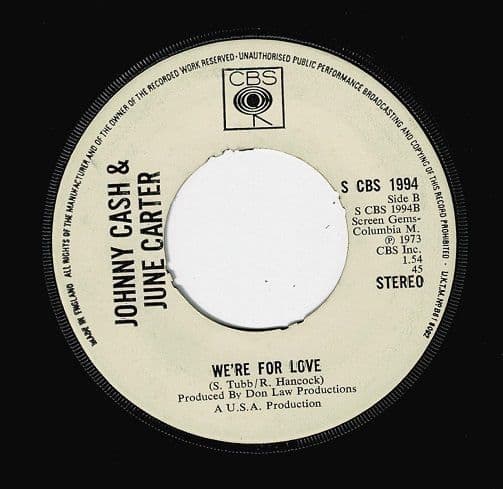 JOHNNY CASH & JUNE CARTER CASH Jackson Vinyl Record 7 Inch CBS 1973 Promo