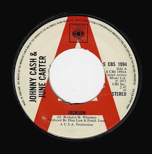 JOHNNY CASH & JUNE CARTER CASH Jackson Vinyl Record 7 Inch CBS 1973 Promo