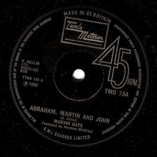 MARVIN GAYE Abraham Martin And John Vinyl Record 7 Inch Tamla Motown 1969