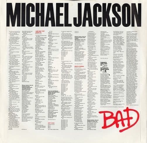 MICHAEL JACKSON Bad Vinyl Record LP Epic 1987