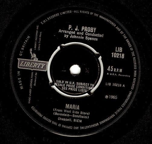 P. J. Proby Maria Vinyl 7 Inch | Planet Earth Records