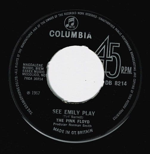 PINK FLOYD See Emily Play Vinyl Record 7 Inch Columbia 1967