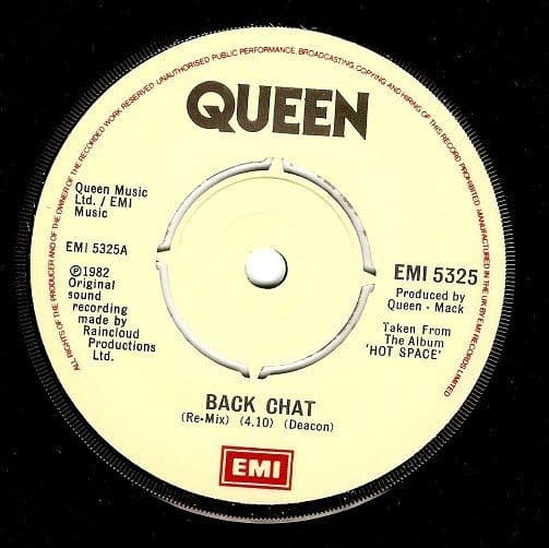 QUEEN Back Chat Vinyl Record 7 Inch EMI 1982