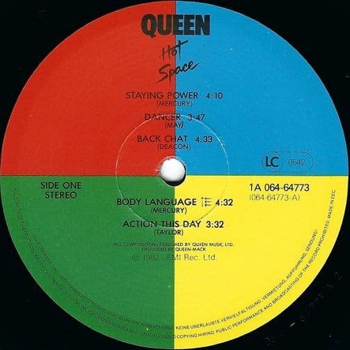 QUEEN Hot Space Vinyl Record LP EMI 1982
