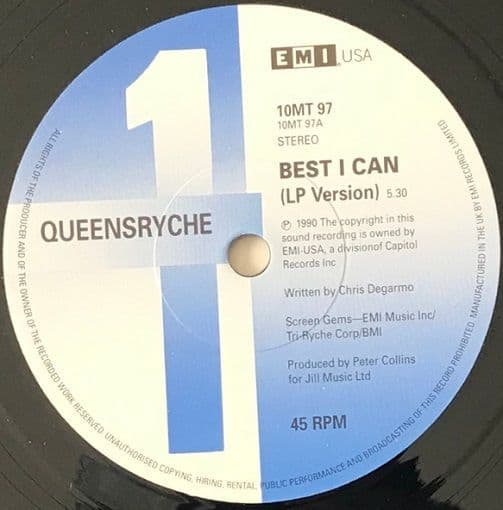 QUEENSRYCHE Best I Can Vinyl Record 10 Inch EMI USA 1991 Box Set
