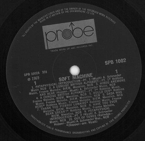 SOFT MACHINE Volume Two Vinyl Record LP Probe 1969