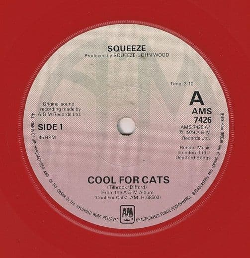 SQUEEZE Cool For Cats Vinyl Record 7 Inch A&M 1979 Dark Pink Vinyl