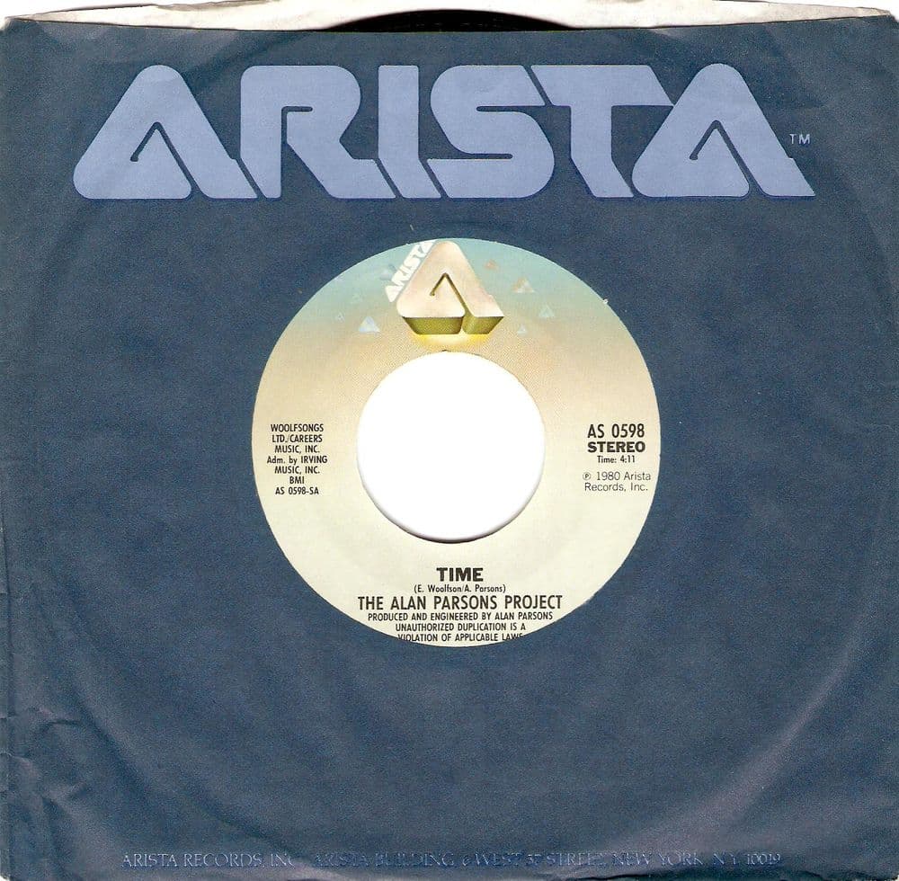 THE ALAN PARSONS PROJECT Time Vinyl Record 7 Inch US Arista 1980