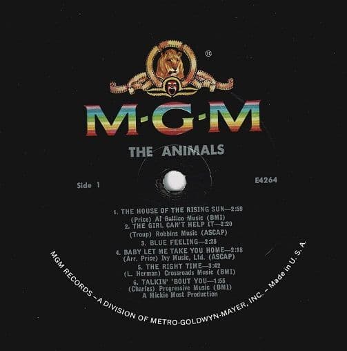 THE ANIMALS The Animals Vinyl Record LP US MGM 1964
