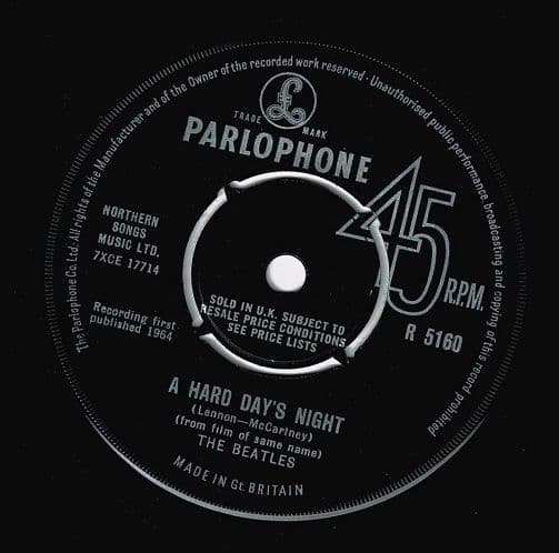 THE BEATLES A Hard Day s Night Vinyl Record 7 Inch Parlophone 1964