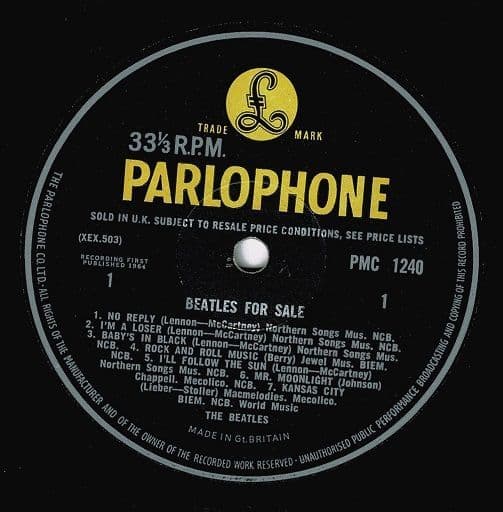 THE BEATLES Beatles For Sale Vinyl Record LP Parlophone 1964