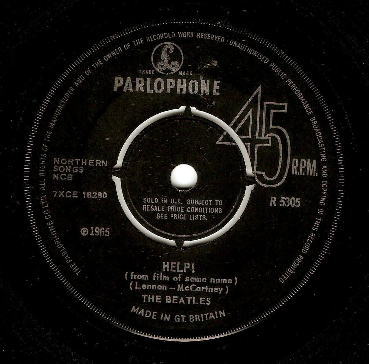 THE BEATLES Help Vinyl Record 7 Inch Parlophone 1965