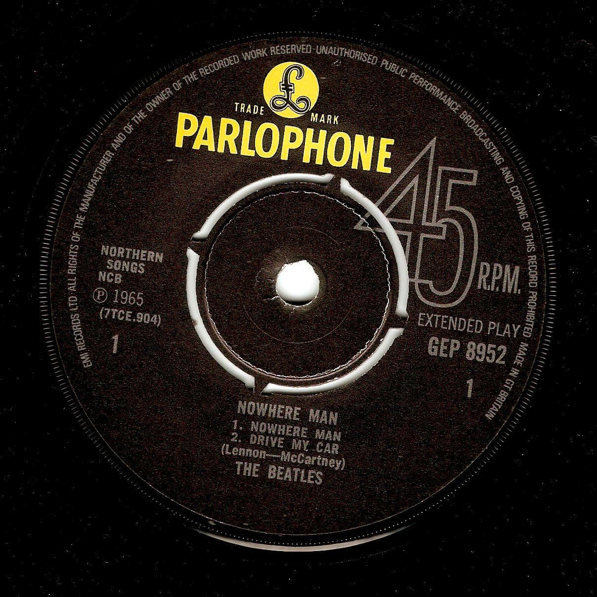 THE BEATLES Nowhere Man EP Vinyl Record 7 Inch Parlophone