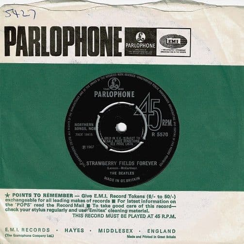 THE BEATLES Strawberry Fields Forever Vinyl Record 7 Inch Parlophone 1967