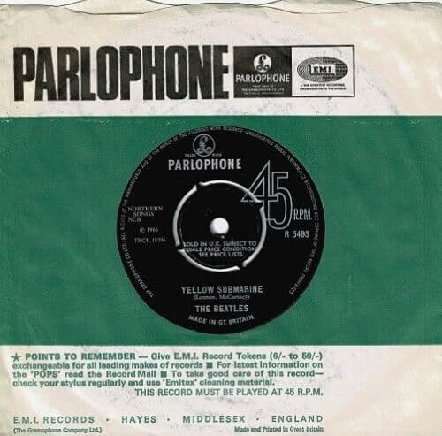 THE BEATLES Yellow Submarine Vinyl Record 7 Inch Parlophone 1966
