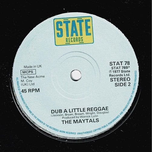 THE MAYTALS Disco Reggae Vinyl Record 7 Inch State 1977