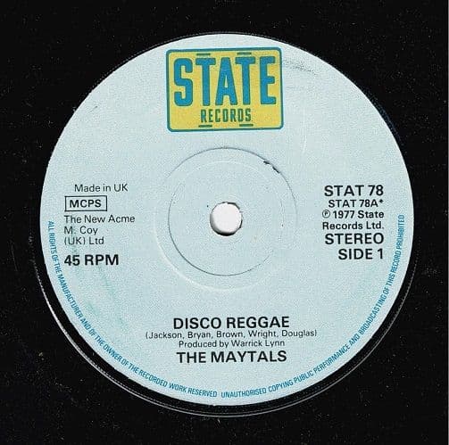 THE MAYTALS Disco Reggae Vinyl Record 7 Inch State 1977