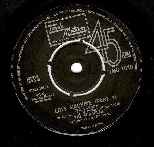 THE MIRACLES Love Machine Vinyl Record 7 Inch Tamla Motown 1975