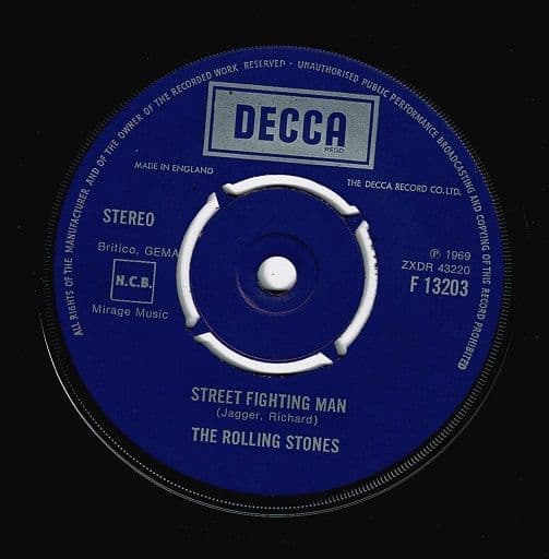 THE ROLLING STONES Street Fighting Man Vinyl Record 7 Inch Decca 1971