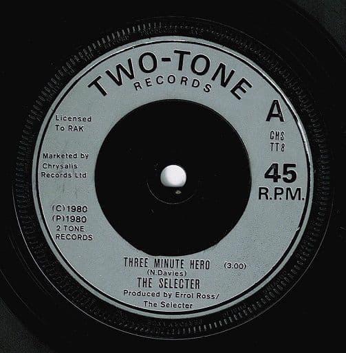 THE SELECTER Three Minute Hero Vinyl Record 7 Inch 2 Tone 1980