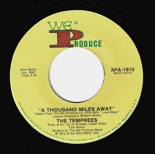 THE TEMPREES A Thousand Miles Away Vinyl Record 7 Inch US We Produce 1973