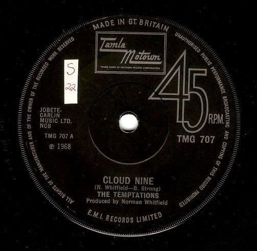 THE TEMPTATIONS Cloud Nine Vinyl Record 7 Inch Tamla Motown 1968