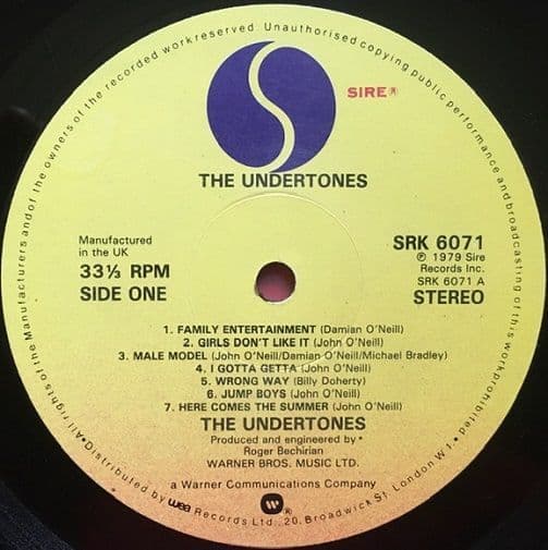 THE UNDERTONES The Undertones Vinyl Record LP Sire 1979
