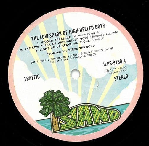 TRAFFIC The Low Spark Of High-Heeled Boys Vinyl Record LP Island 1971