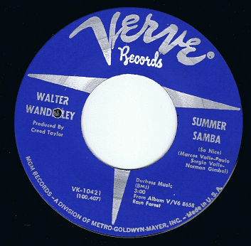 WALTER WANDERLEY Summer Samba 7" Single Vinyl Record 45rpm US Verve 1966