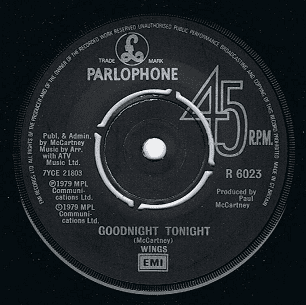 WINGS PAUL McCARTNEY Goodnight Tonight Vinyl Record 7 Inch Parlophone 1979