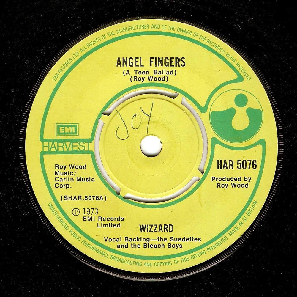 WIZZARD Angel Fingers Vinyl Record 7 Inch Harvest 1973