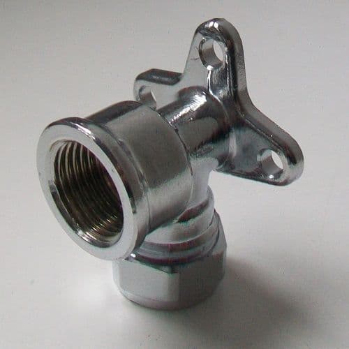 15mm x 1/2 Chrome Compression Backplate Elbow - Plumbers Mate Ltd