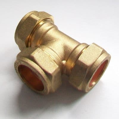 22mm Brass Compression Equal Tee Piece - 24502200 - Plumbers Mate Ltd