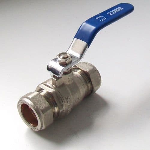 22mm Compression Water Lever Valve - Blue Handle - 07000136 - Plumbers ...