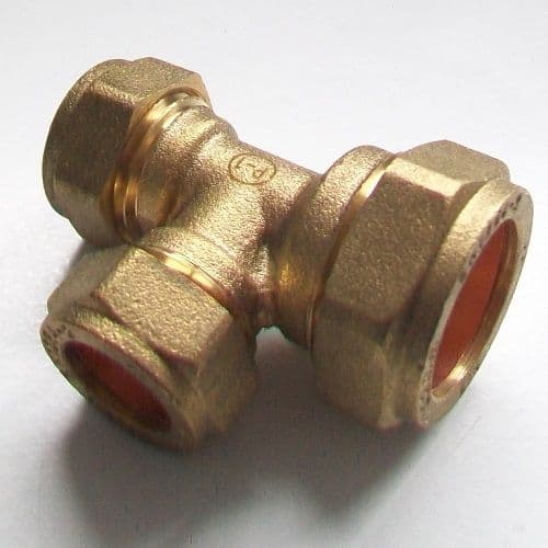 22mm x 15mm x 15mm Compression Tee - 2450220D - Plumbers Mate Ltd