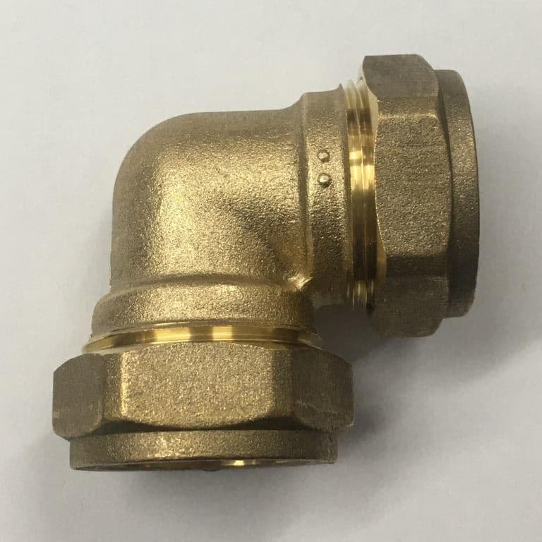 35mm Brass Compression 90 Degree Elbow - 24443500 - Plumbers Mate Ltd